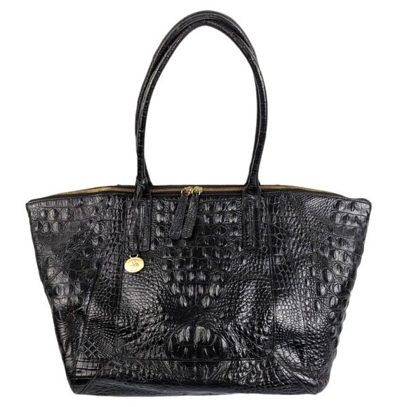 Brahmin | Bags | Brahmin Black Crocodile Leather Shopper Shoulder Bag ...